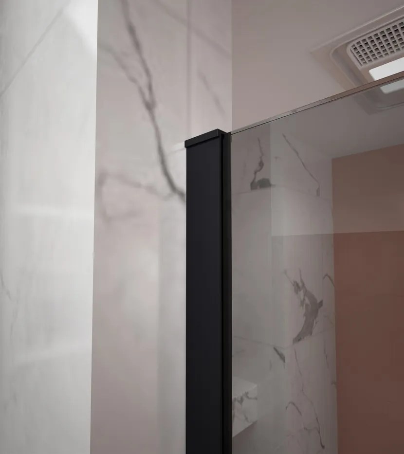 Erga Paris, sprchová zástěna Walk-In 30x200 cm, 8mm šedé sklo, černý profil, ERG-V02-PARIS-030x200-GR-BK