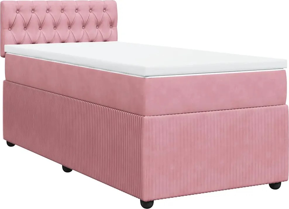 Box spring postel s matrací růžová 90x190 cm samet 3289925