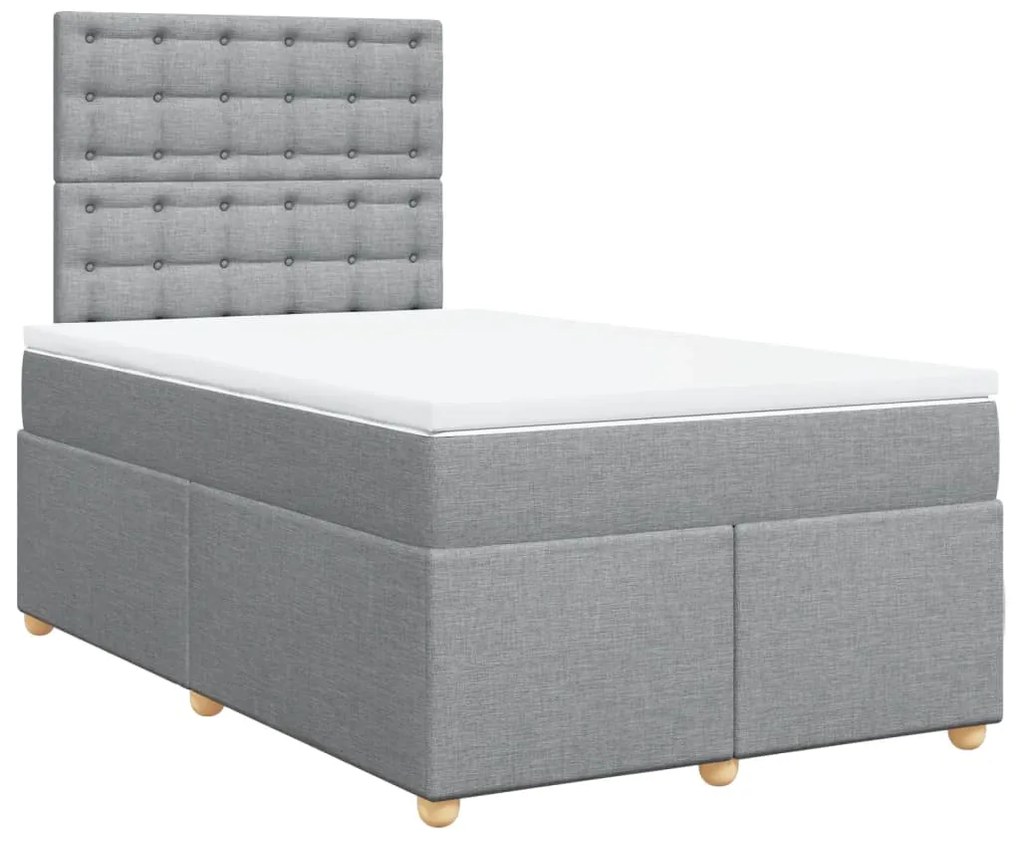 Box spring postel s matrací světle šedá 120x190 cm textil