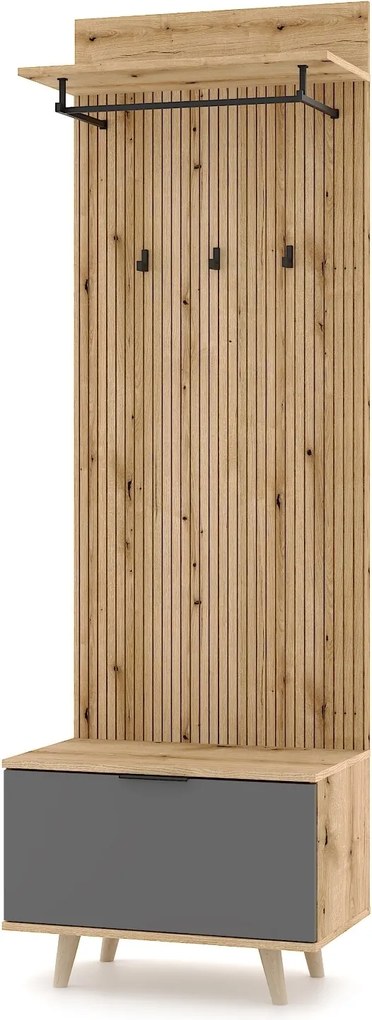 Předsíňová stěna Nordic 65 cm dub Evoke/grafit