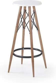 Barová židle Jade (plast, kov, dřevo, bílá)