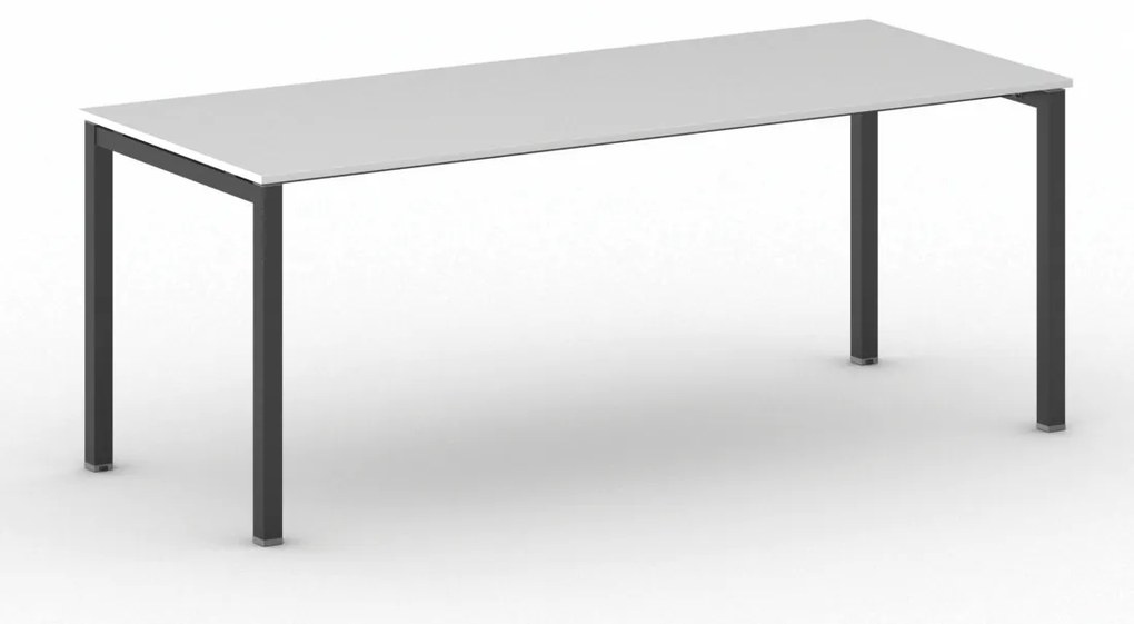 Jednací kancelářský stůl PRIMO SQUARE, 200x80 cm, černá podnož, bílá