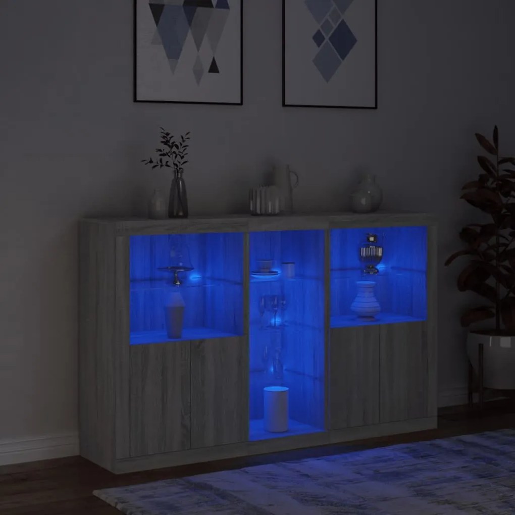 Příborník s LED osvětlením šedý sonoma 162 x 37 x 100 cm 3209175