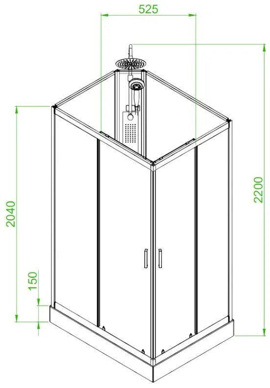 BPS-koupelny Hydromasážní box HYD-AL120 pravý, 120x80 cm, kartáčovaný chrom/transparent