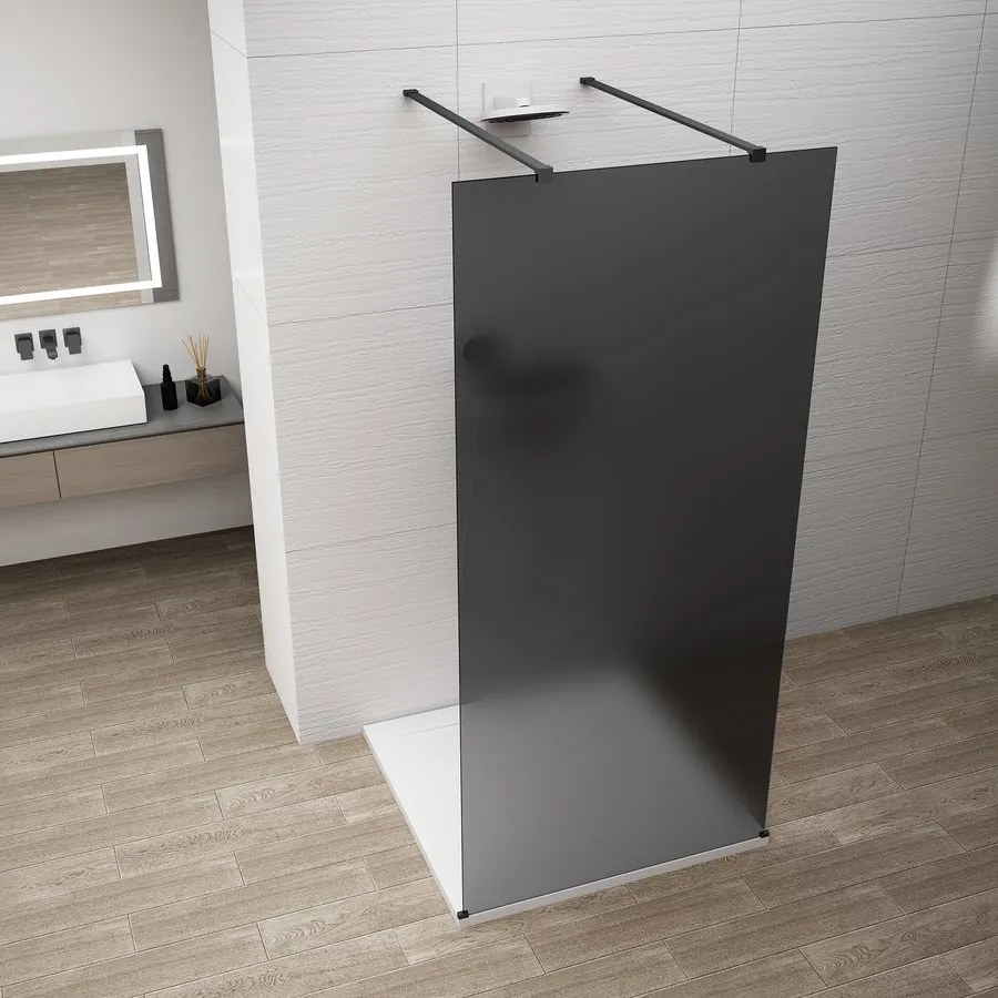 Polysan Esca Black Matt jednodílná sprchová zástěna 110 x 210 cm do prostoru černá kouřové matné sklo ES1411-06