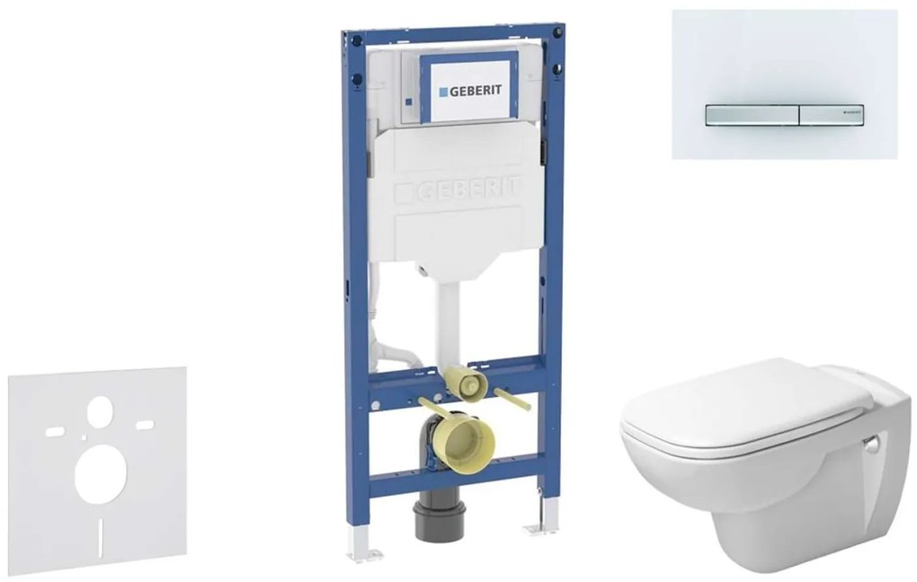 Geberit Duofix - Set předstěnové instalace, klozetu D-Code a sedátka softclose, tlačítko Sigma50, alpská bílá SANI11CP3107