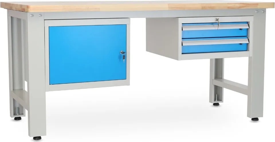 Dílenský stůl Solid OAK-12, 180 cm, 2 závěsné boxy, dub