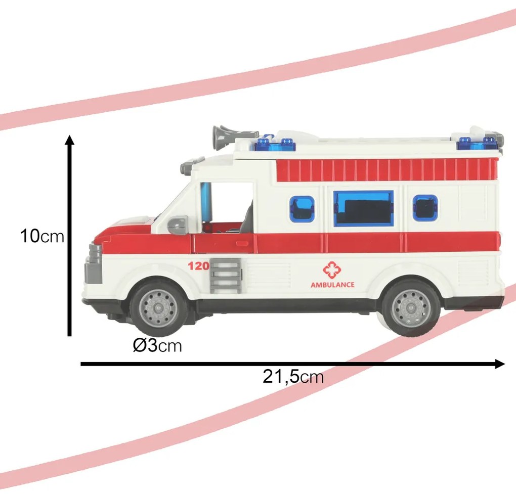 KIK KX4392 Dětská ambulance na dálkové ovládání světla zvuk 1:30