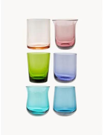 Sada ručně foukaných sklenic v různých barvách a tvarech Diseguale, 6 dílů