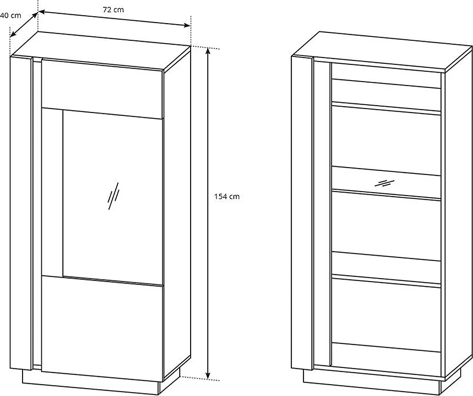 ARCO | nízká vitrína 72 | 72 cm | bílá mat/lesk/dub grandson