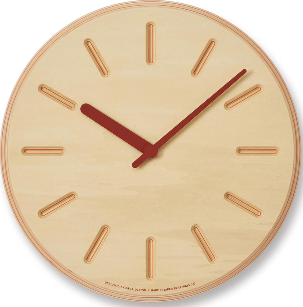 Nástěnné hodiny Paper Wood Line oranžové ručičky 29 cm