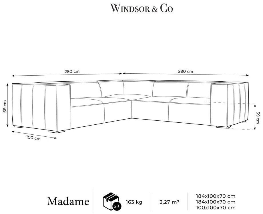 Hnědá kožená rohová pohovka (variabilní) Madame – Windsor & Co Sofas