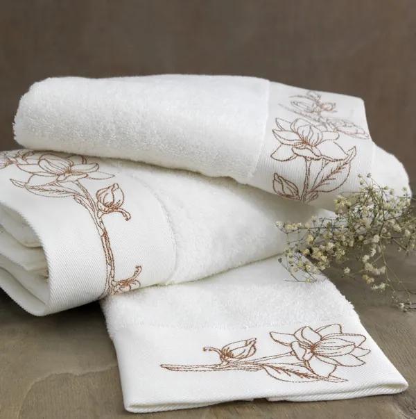 Soft Cotton Malý ručník VIOLA 32 x 50 cm Smetanová / bronzová výšivka