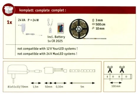 Paulmann 78978 - LED RGB/20W Stmívatelný pásek SIMPLED 5m 230V + DO