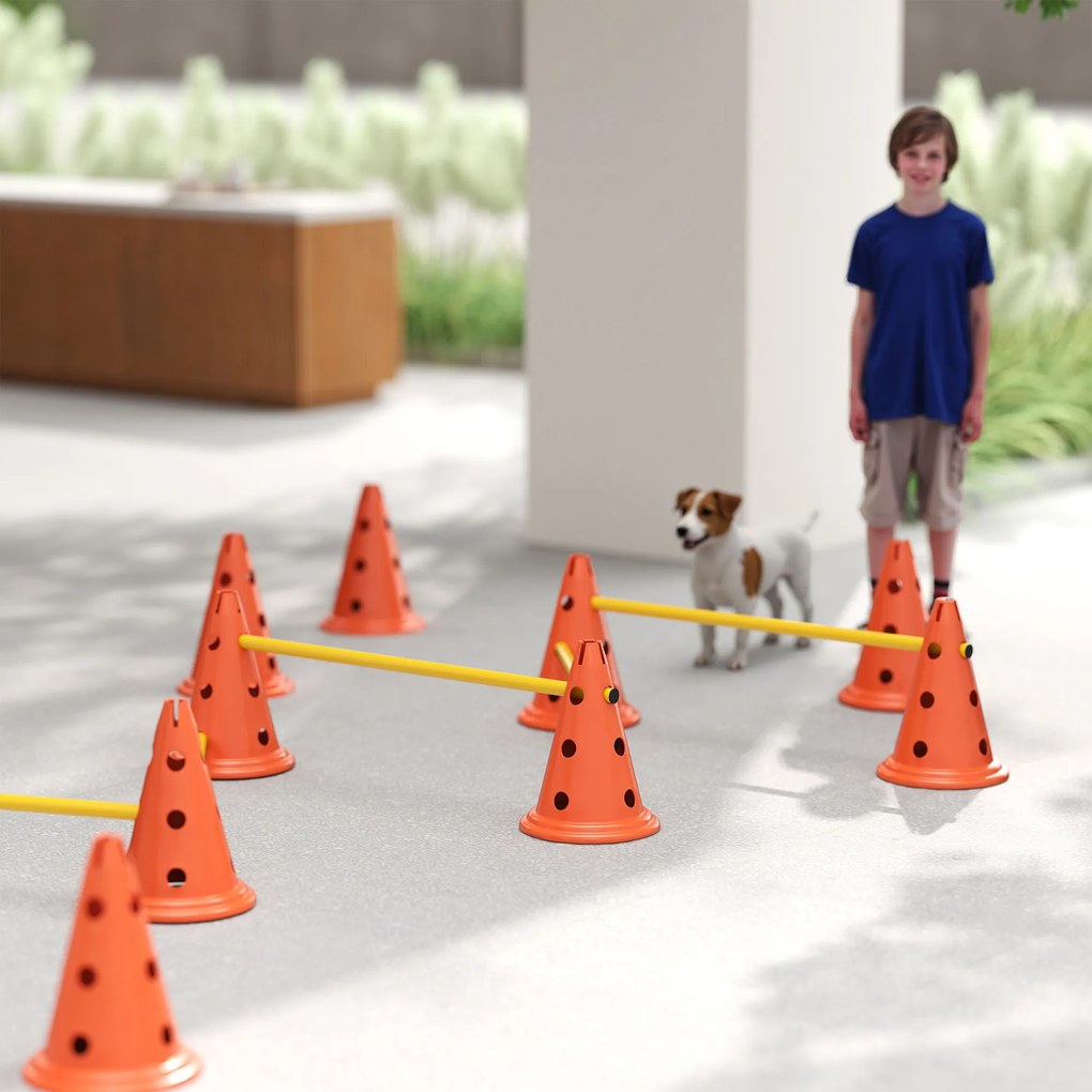 PawHut Agility set pro psy 6dílné agility vybavení pro výcvik psů Zásuvná sada překážek s 12 kužely 6 překážek Přepravní taška D07-059V01OG