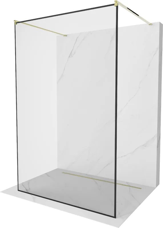 Mexen Kioto, průchozí sprchová zástěna 120 x 200 cm, 8mm sklo čiré/černý vzor, złota- 800-120-002-50-70