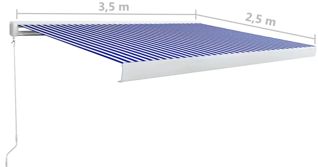 vidaXL Marketos Kazetová markýza na ruční ovládání 350 x 250 cm modro-bílá