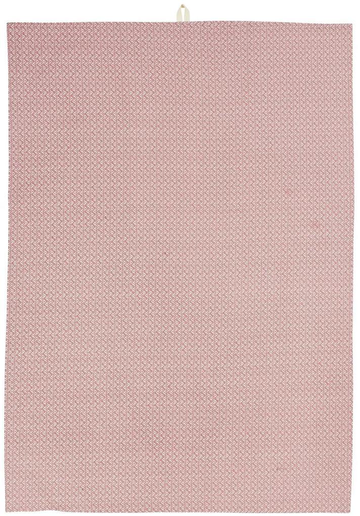 IB LAURSEN Bavlněná utěrka Pink Mini Pattern, růžová barva, textil