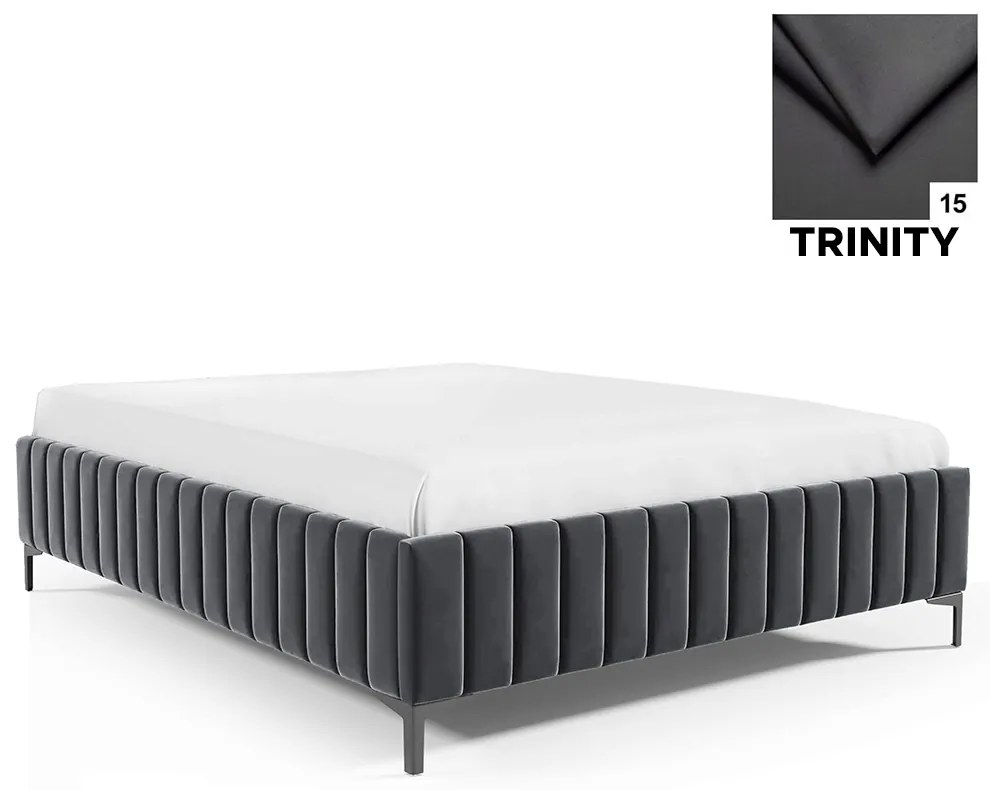 Eka Čalouněná postel CARLO 160x200 cm Barva látky Trinity: (2301) Krémová bíla, Úložný prostor: S dřevěným rámem úložného prostoru