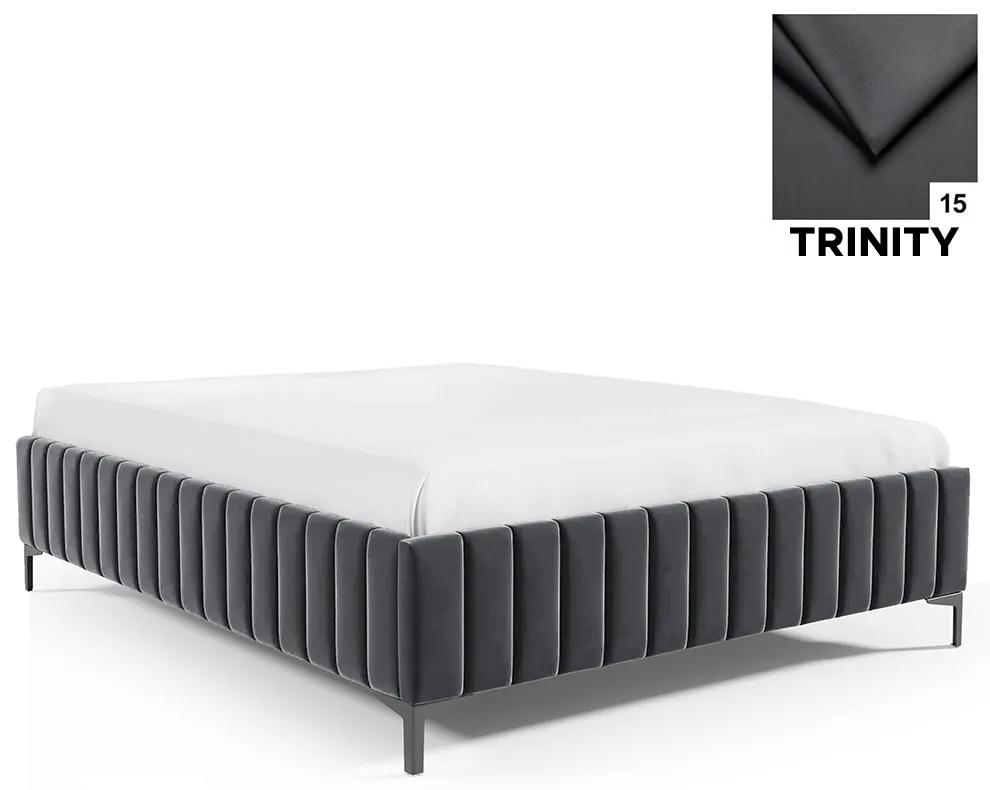 Eka Čalouněná postel CARLO 160x200 cm Barva látky Trinity: (2305) Tmavá béžová, Úložný prostor: S dřevěným rámem úložného prostoru