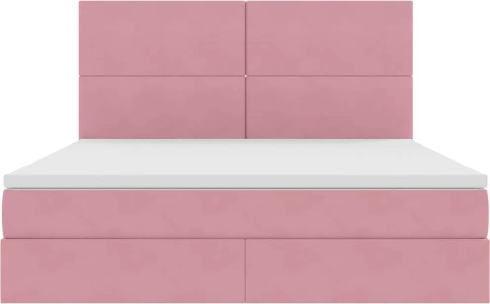 Postel s úložným prostorem a matrací Růžová 160 x 200 cm samet 3371984
