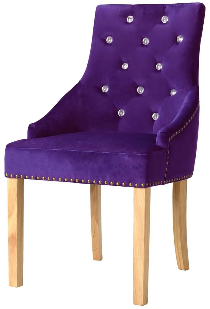 vidaXL Jídelní židle 2 ks fialové masivní dubové dřevo a samet