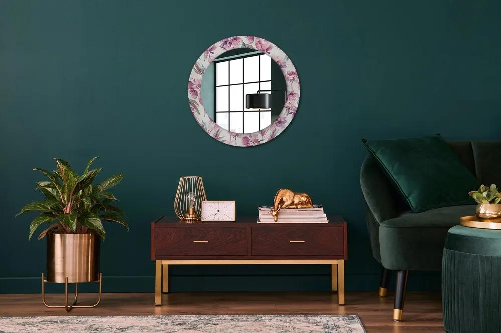 Kulaté dekorativní zrcadlo na zeď Pivoňky květin fi 60 cm