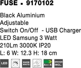 Nástěnné LED svítidlo NOVA LUCE FUSE 3W 3000K 9170102