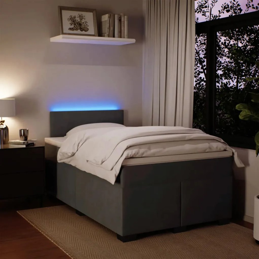 Box spring postel s matrací tmavě šedá 120 x 200 cm samet 3288577