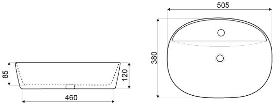 Novoterm Keramické umyvadlo na desku NV-KR-860 BLM černá matná