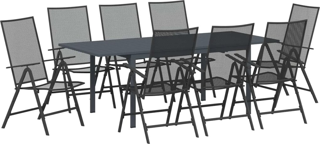 Zahradní jídelní souprava 9 ks Antracit Ocel 3378835