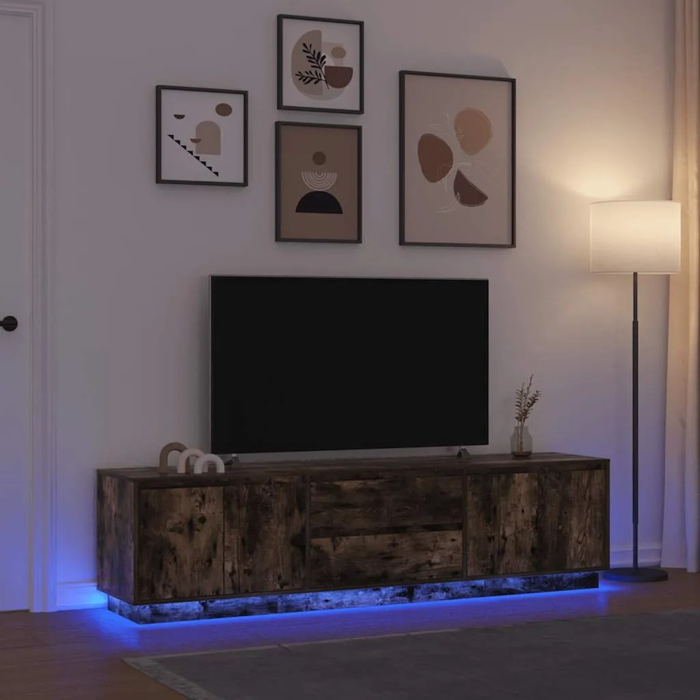 TV skříňka s LED světly Uzený dub 193,5x41x50 cm