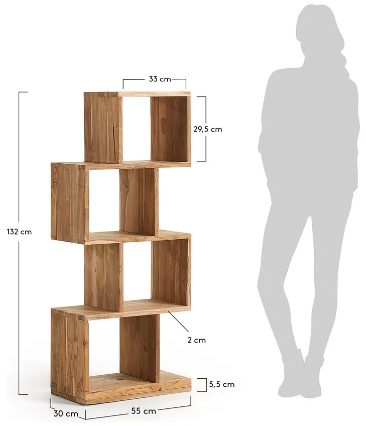 Knihovna LaForma Arundel 132 cm z teakového dřeva