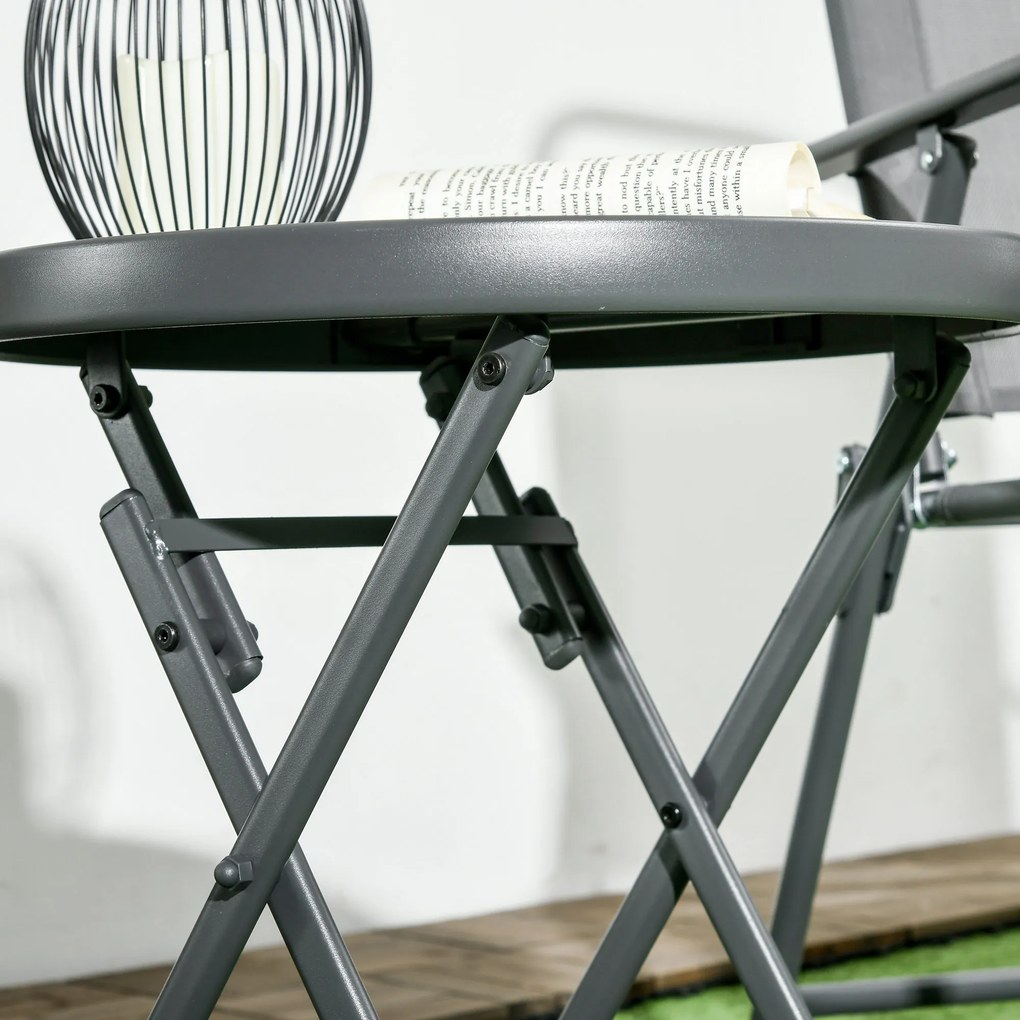 Klappbarer Beistelltisch, Outdoor-Klapptisch, mit Tischplatte aus gehärtetem Glas, für Terrasse, 45 x 45 x 50 cm, Weiß