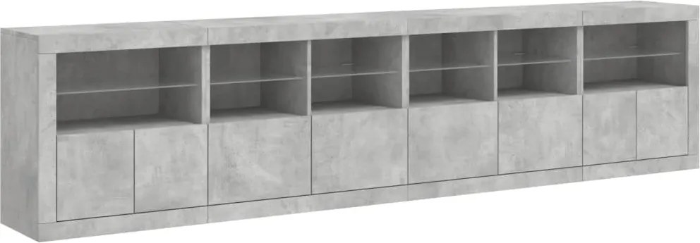 Příborník s LED osvětlením betonově šedý 283 x 37 x 67 cm 3209019