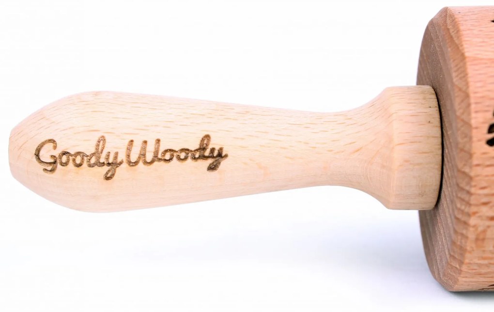 Goody Woody Embosovaný váleček na těsto Vánoční Sob, béžová barva, dřevo