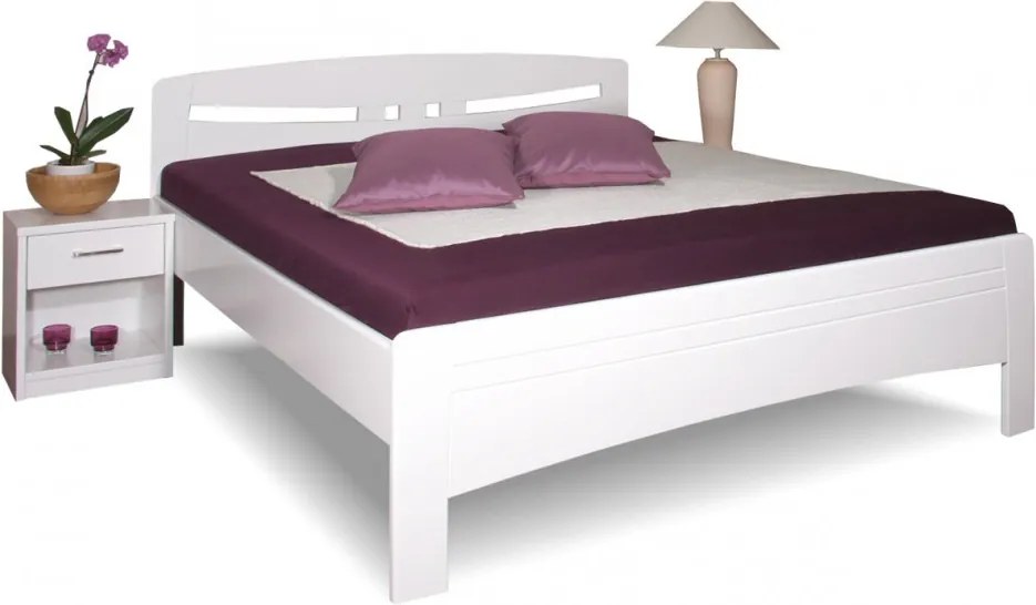 Zvýšená postel pro seniory EVITA 6 , masiv buk - moření bílá , 160x200 cm