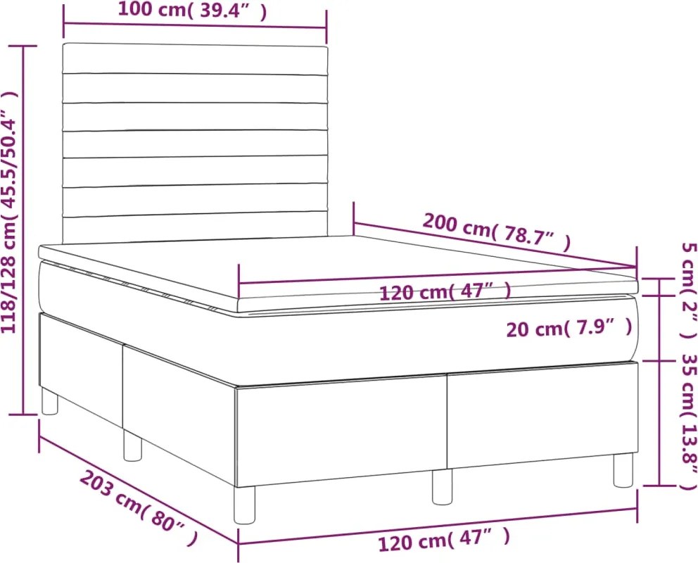 Box spring postel s matrací černá 120x200 cm textil 3141843