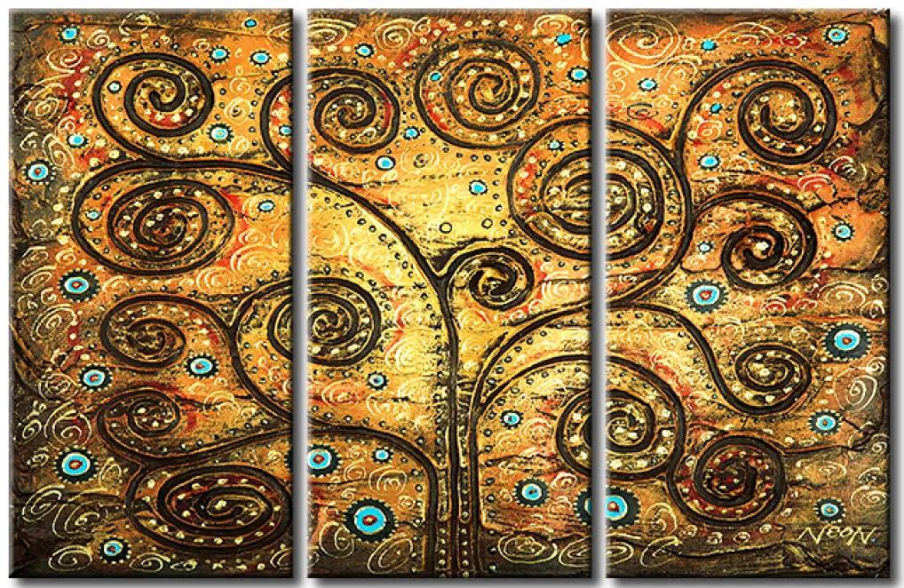 Obraz Strom-šnek (3dílný) - krajina s přírodním motivem ve barevných vzorech