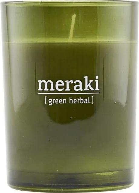 Vonná svíčka Meraki Green Herbal v zeleném skle velké