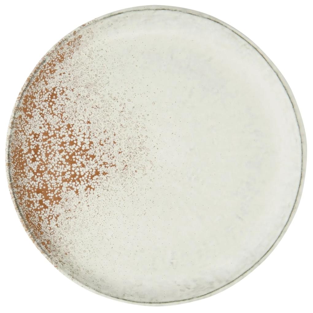 MADAM STOLTZ Keramický talíř White/Orange ø 21 cm, krémová barva, keramika