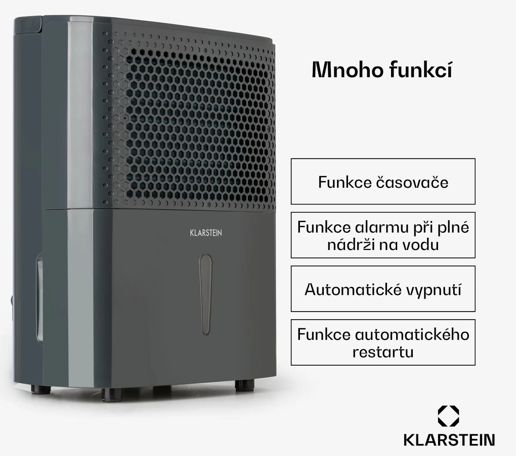 Klarstein DryFy 10, odvlhčovač vzduchu, 240 W, 10 l/24h, 100 m³/h, 20 - 30 m², DrySelect, 40dB, šedý