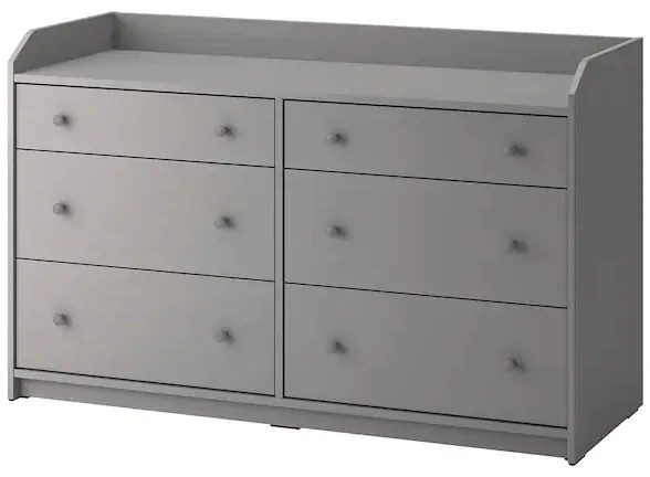 IKEA HAUGA Komoda 6 zásuvek šedá 138x84 cm