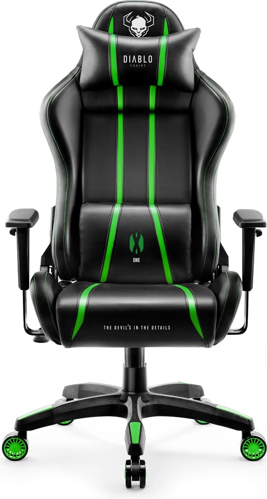 Herní křeslo z eko kůže Normal Size, černý-zelený: Diablo X-One 2.0