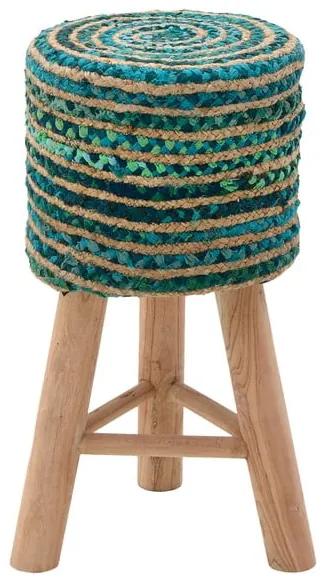Zelená stolička z juty a mangového dřeva InArt Boho, ⌀ 30 cm