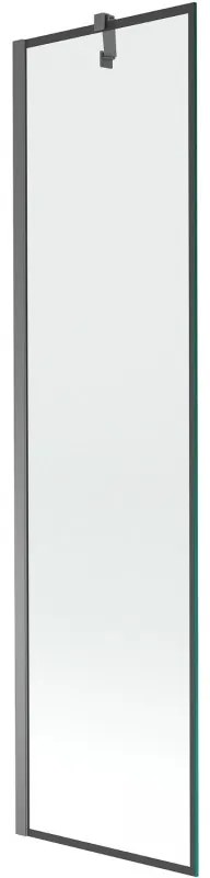 Mexen Next, 1-křídlová vanová zástěna 50 x 150 cm, 6mm čiré sklo - černý vzor, grafitová, 895-050-000-00-70-95
