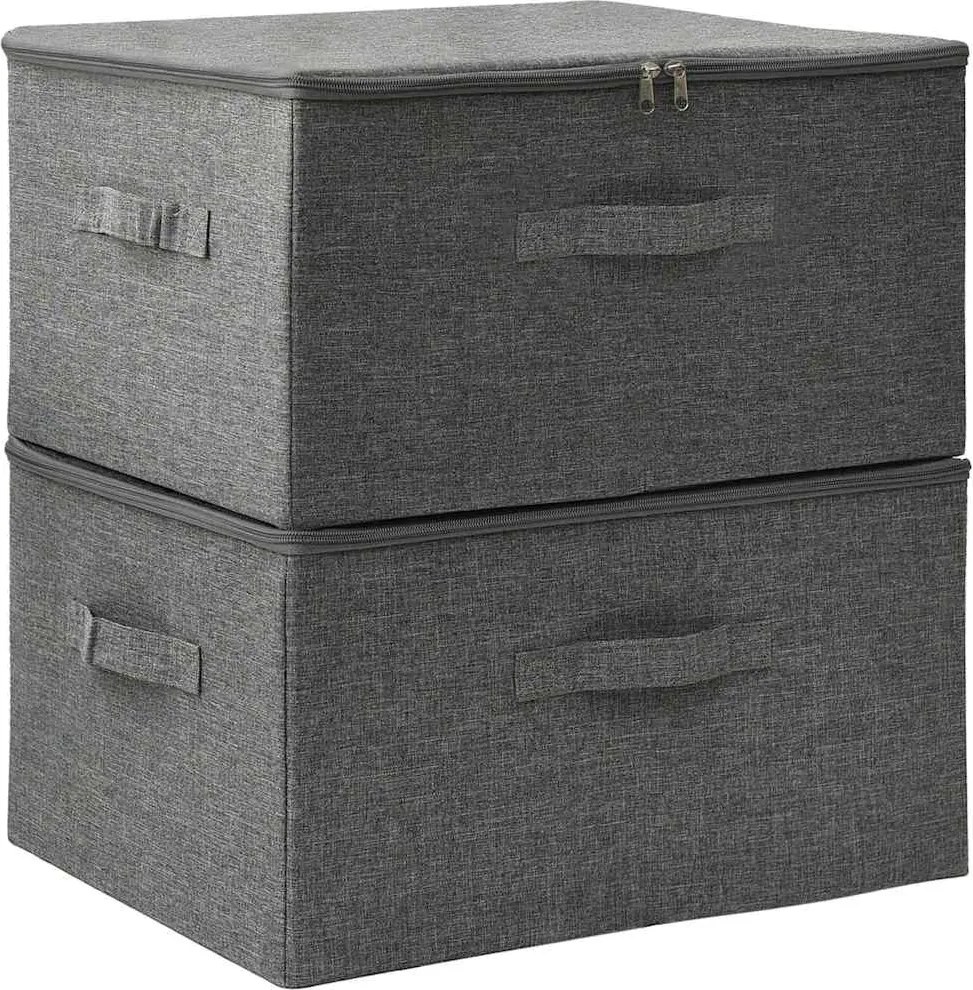Úložné boxy 2 ks textil 43 x 34 x 23 cm antracitové 332909