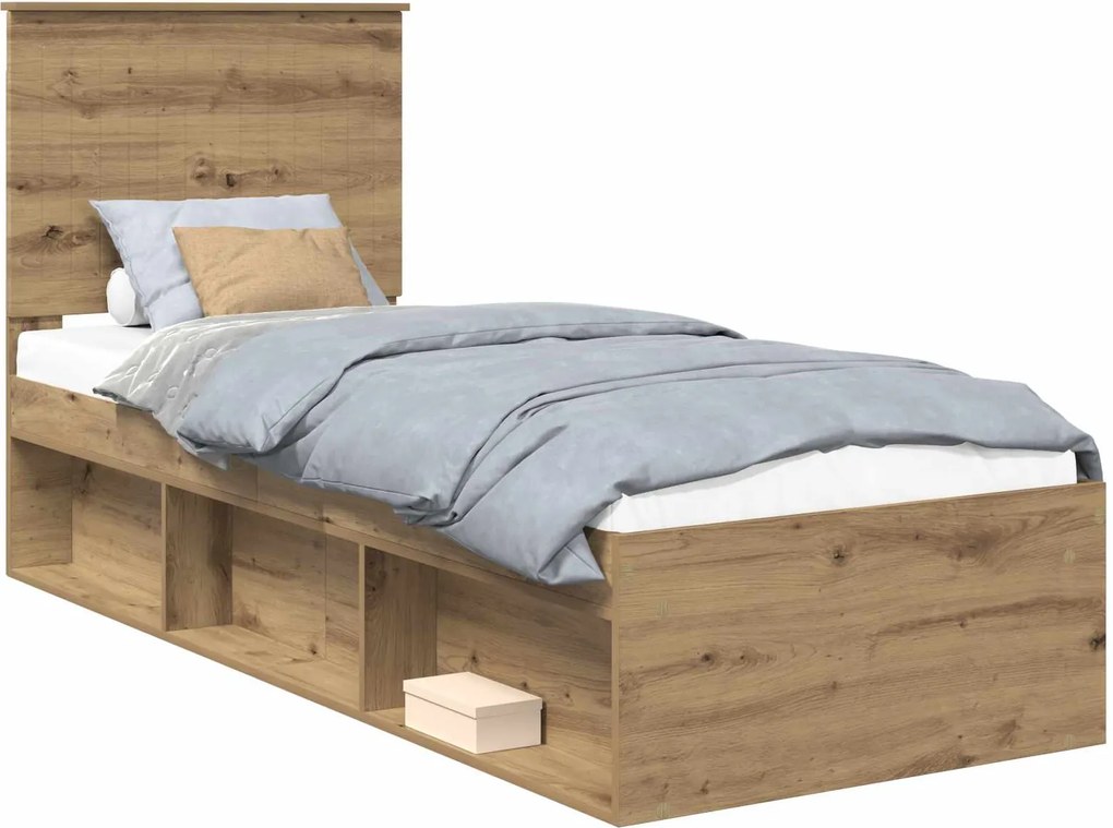 Rám postele Umělecký dub 75 x 190 cm Masivní borové dřevo 3411081