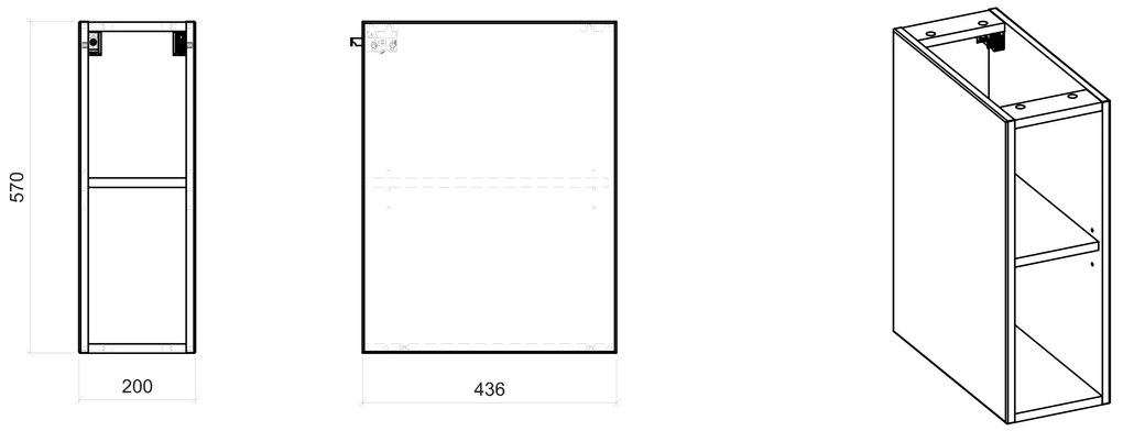 Koupelnová závěsná skříňka KAPA dub zlatý - nízká spodní