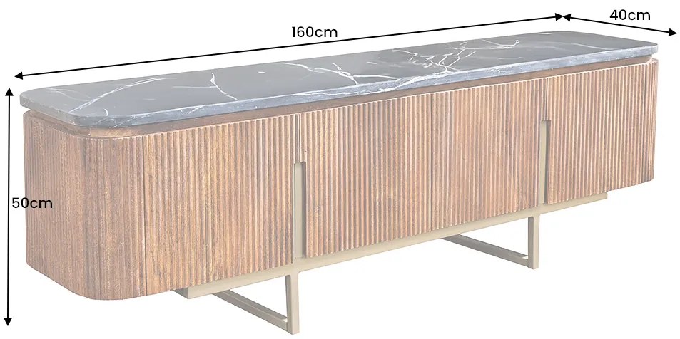 Designový TV stolek Daichi 160 cm mango/mramor